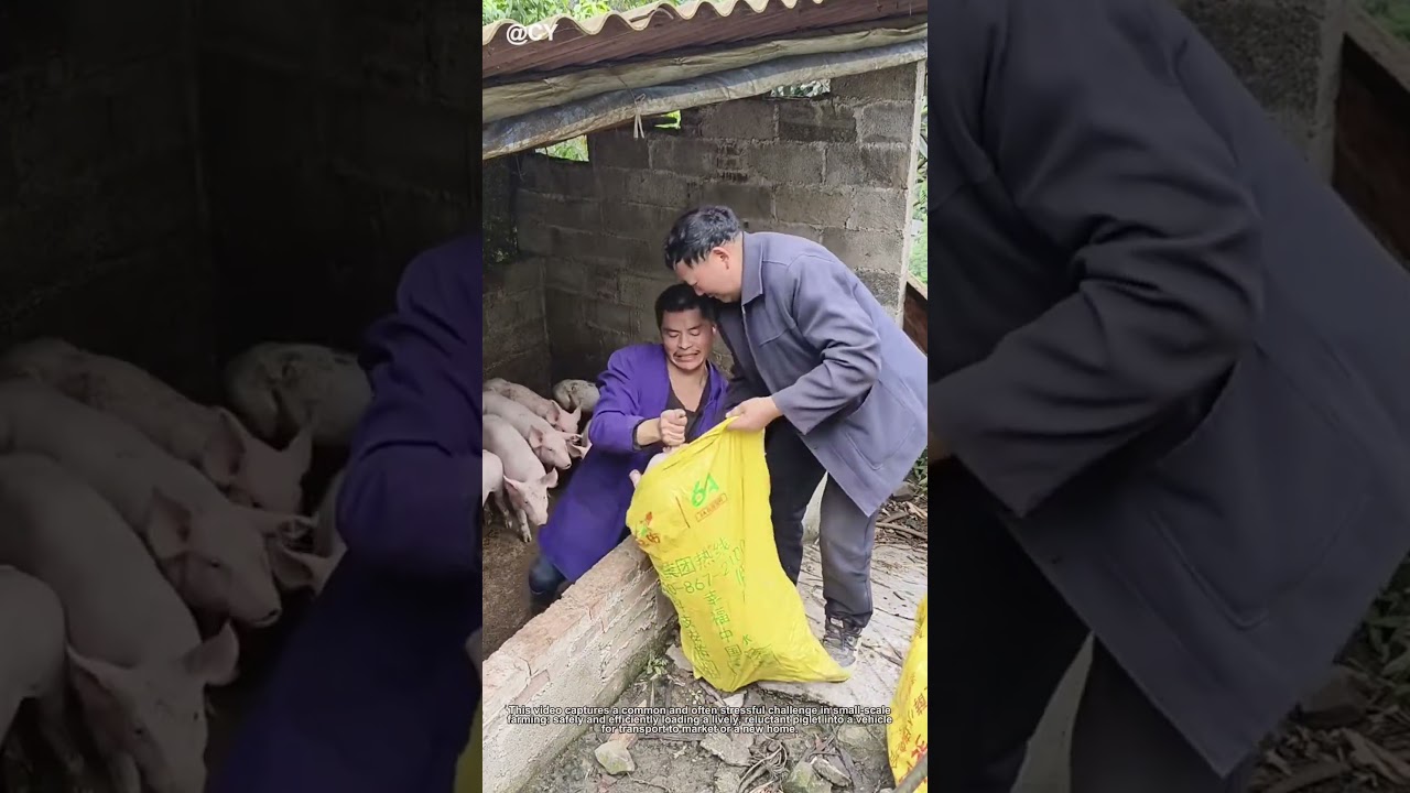 The Secret to Stress-Free Pig Loading! A Simple Farmer's Trick 🐖👜↓