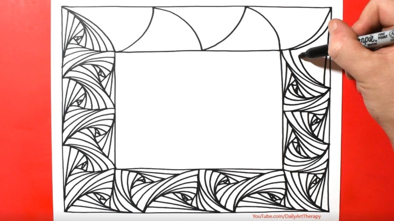How to Draw a Cool Spiral Zentangle Border Pattern | Satisfying & Relaxing Zendoodle Drawing