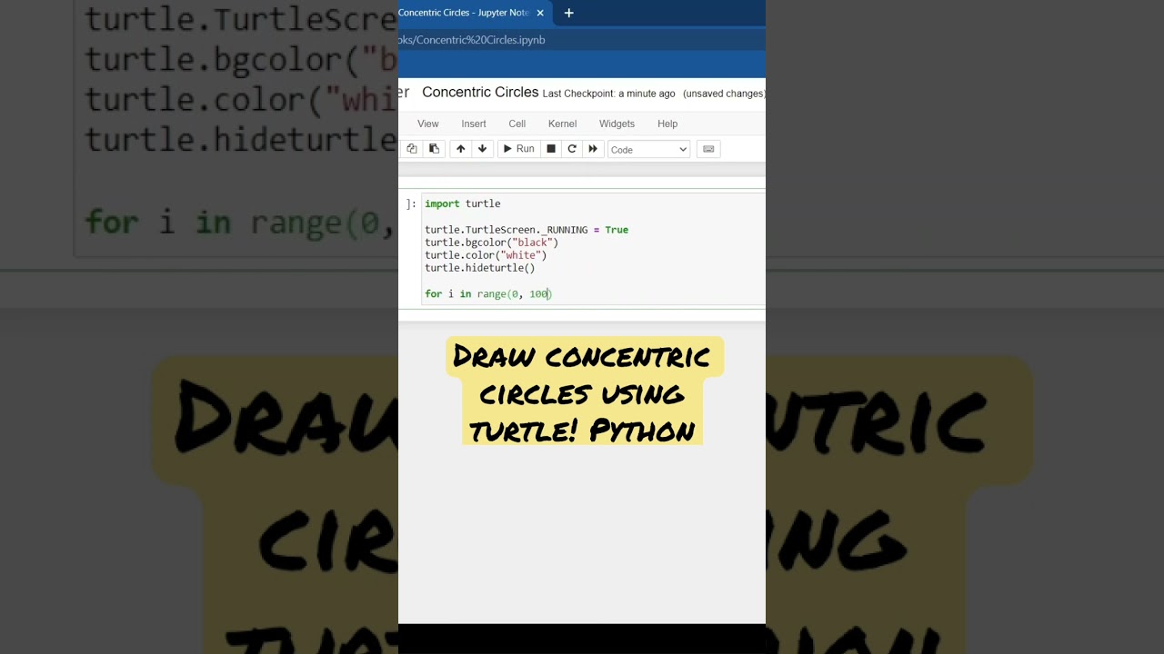 Concentric Circles! Python turtle tutorial #shorts #python #programming #coding