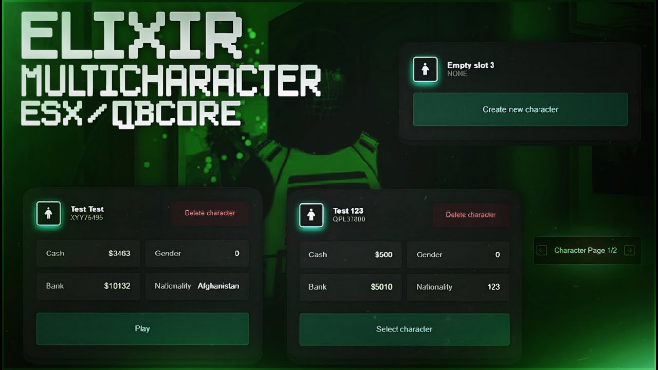 [QBCORE/ESX] ELIXIR - Multicharacter