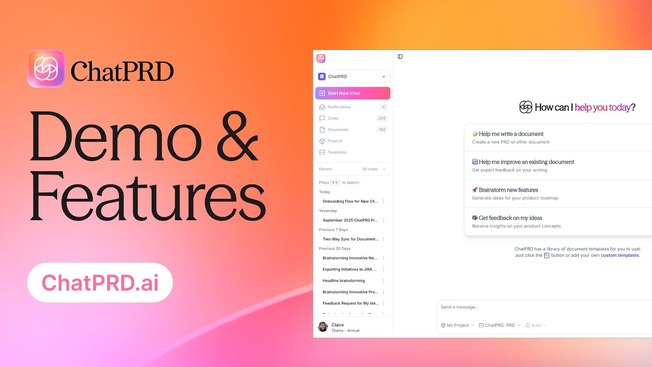 UPDATED ChatPRD Demo - Product Tour & Updated Features (2025)
