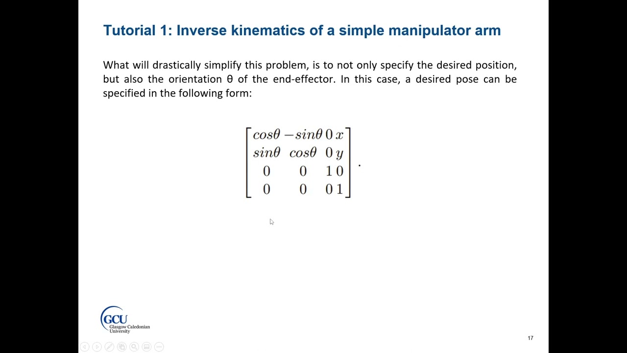 inverse kinematics of a simple 2 DoF planar arm