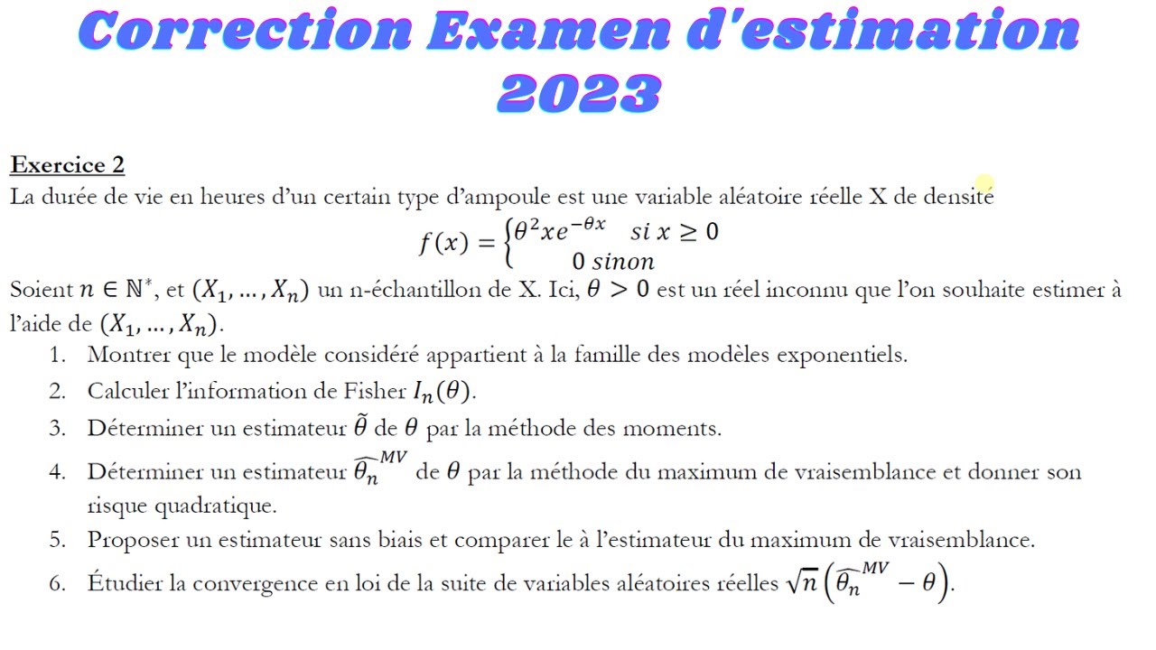 Deux Exercices corrigés d'estimation à connaitre