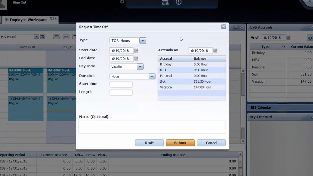 Kronos - Employee Time Off Request