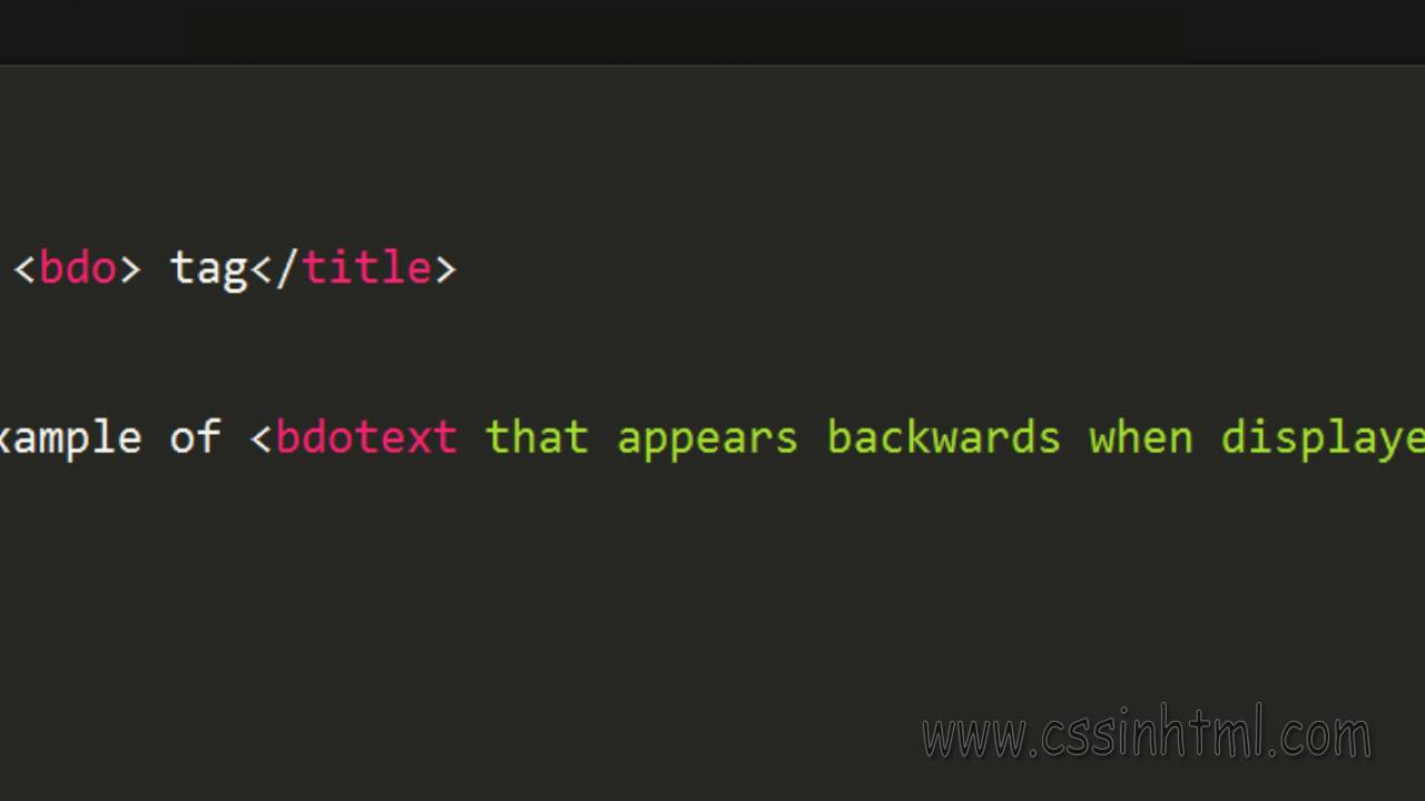 HTML bdo Tag