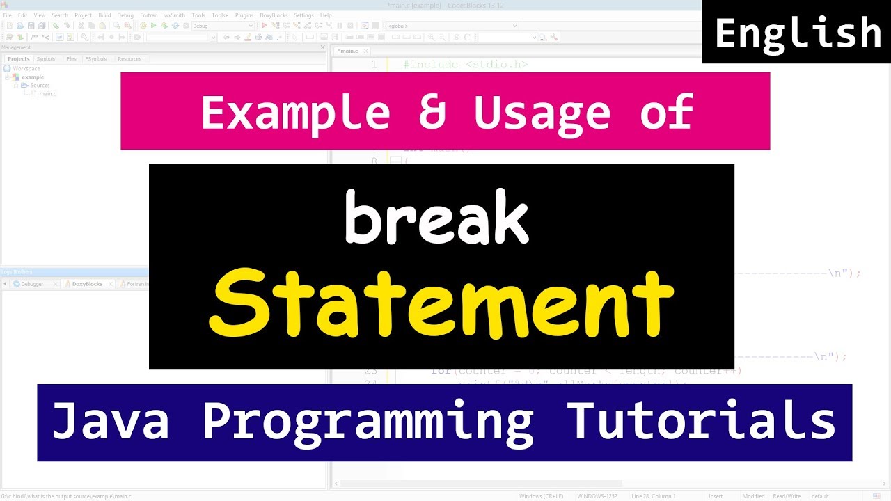 BREAK Statement in Java Programming Video Tutorials For Beginners