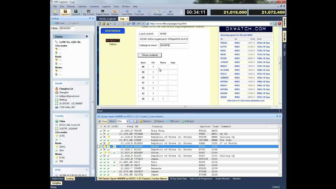 HRD Logbook v6.0 Worked Status Indicators