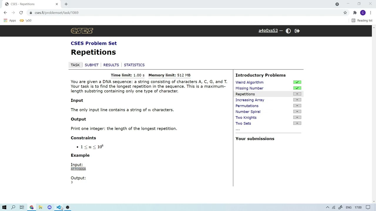 [CSES.FI PYTHON] Repetitions