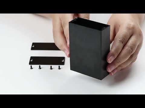 58×24 mm Brushed-Black Aluminum Enclosure | One-Piece Case for Industrial & Medical Electronics