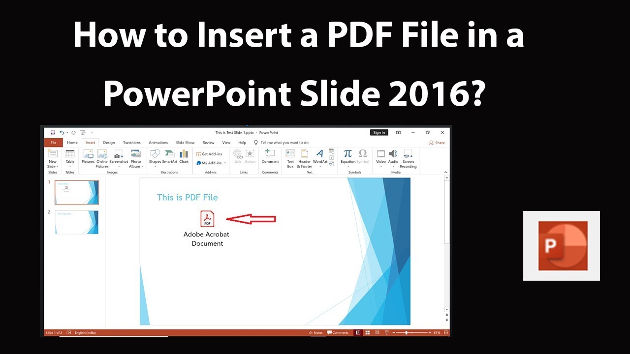 How to Insert a PDF File in a PowerPoint Slide 2016?