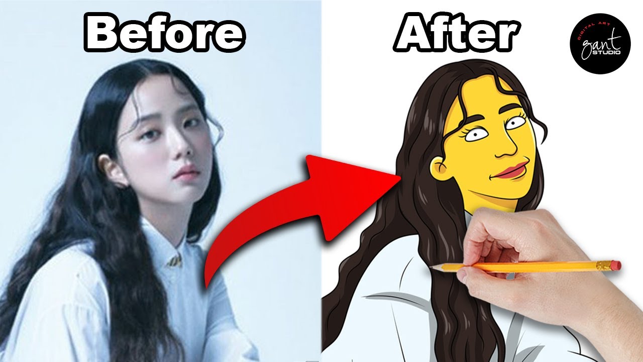 jisoo blackpink - cartoon custom picture - custom yellow cartoon portrait