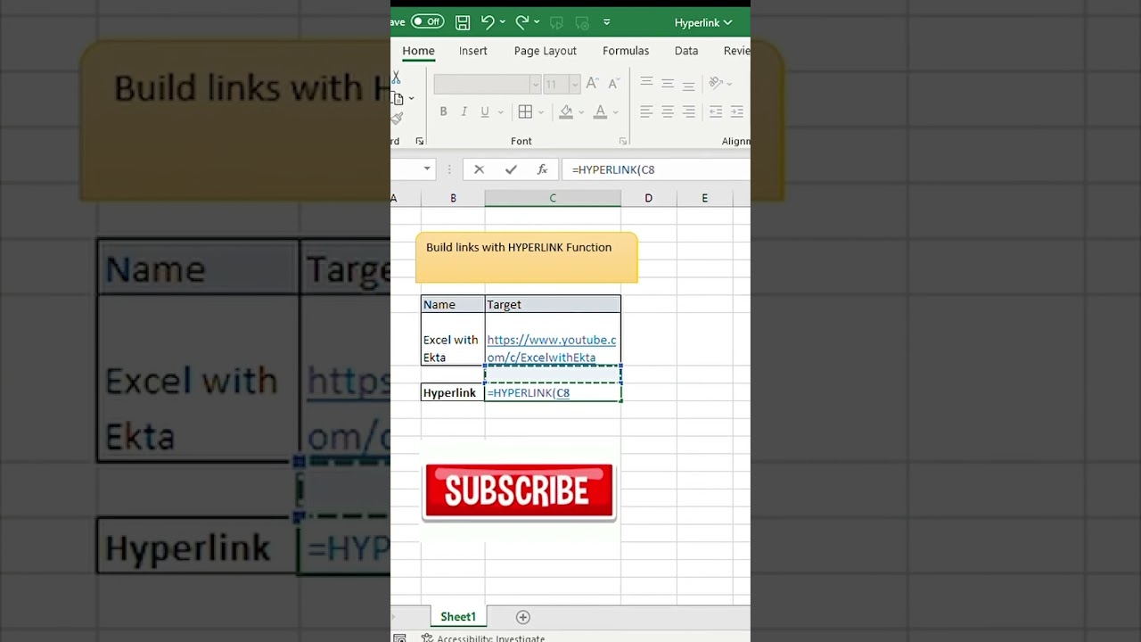 How to create a Hyperlink with an Excel Formula