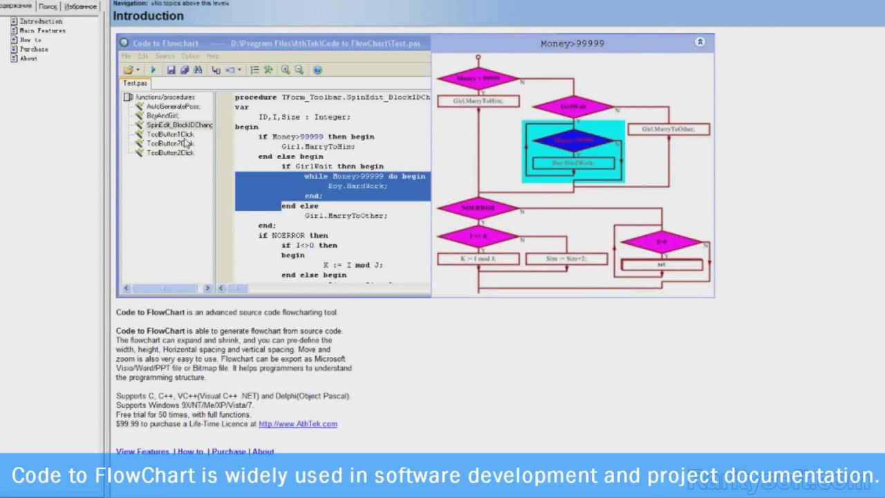 Auto convert source code to elegant flowchart - Athtek code to flowchart