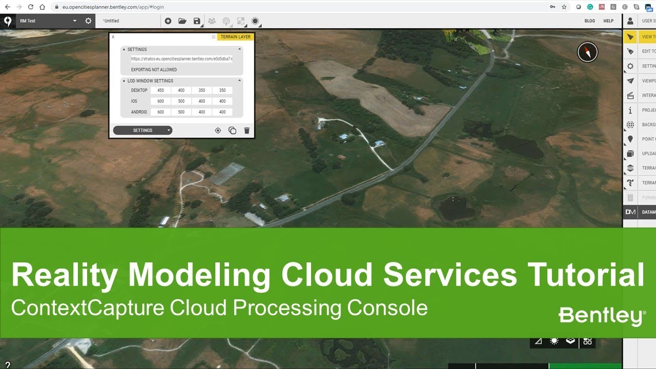 ContextCapture Cloud Processing Console: Reality mesh export to OpenCities Planner