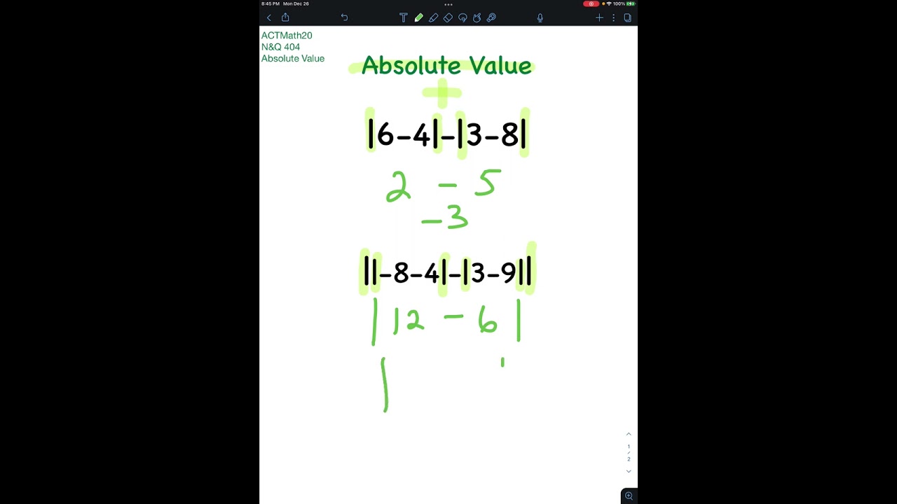 ACT Math Tutorial Absolute Value