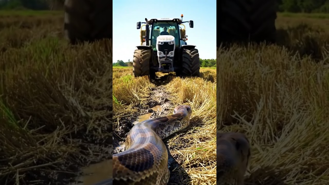Tractor Meets Giant Python | Unreal Muddy Field Encounter