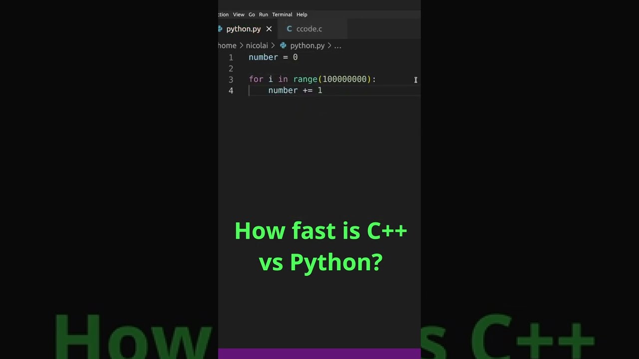 C vs Python Speed Test #cpp #python #programming #code