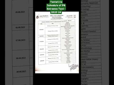 Tentative Schedule of PG Entrance Test - 2023-24#