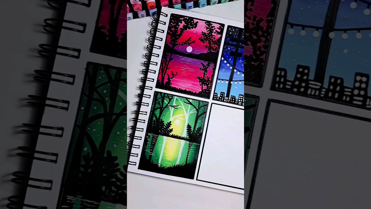 Mini FOREST drawing with MARKERS! #forest #art