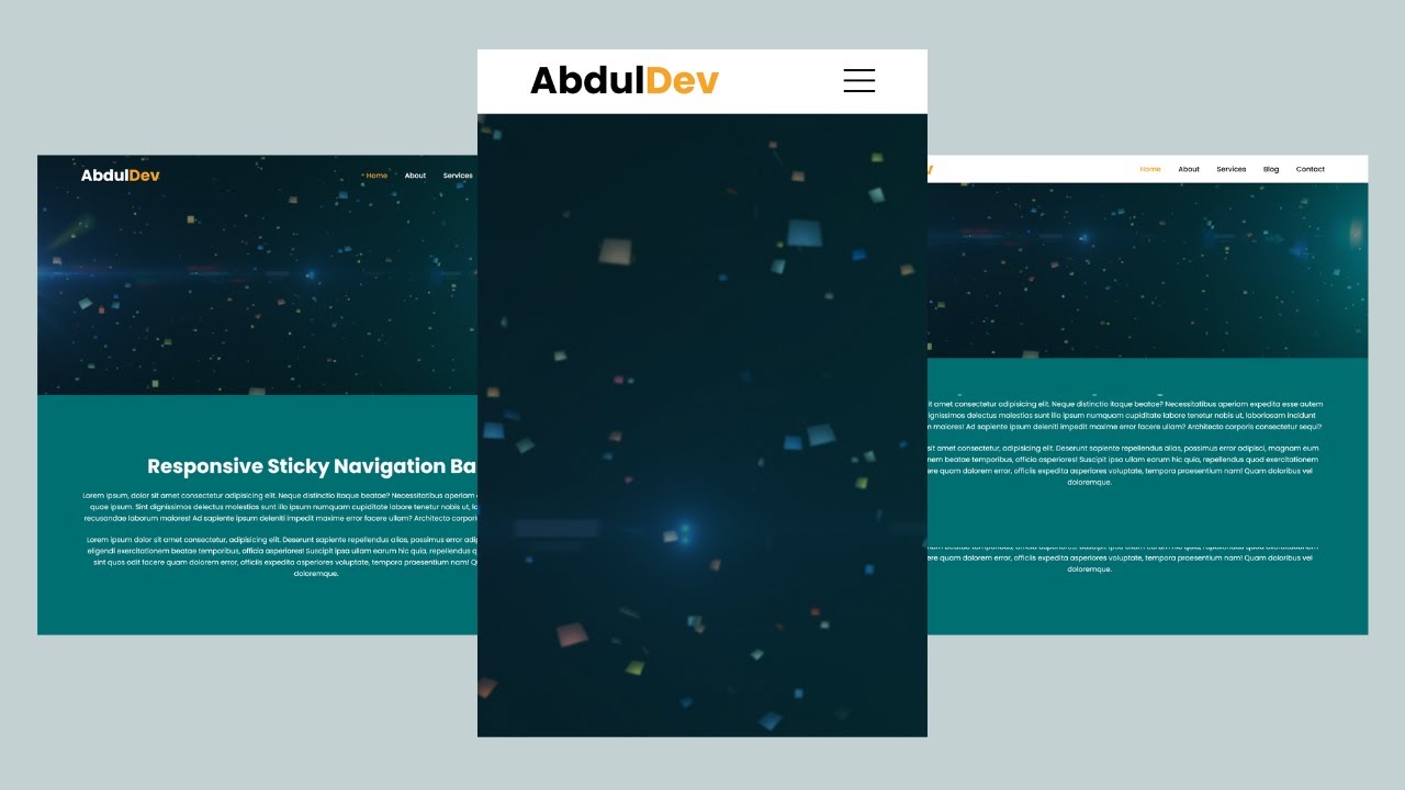 Create a Responsive Sticky Navigation Bar Using HTML, CSS and JavaScript | Free Source Code