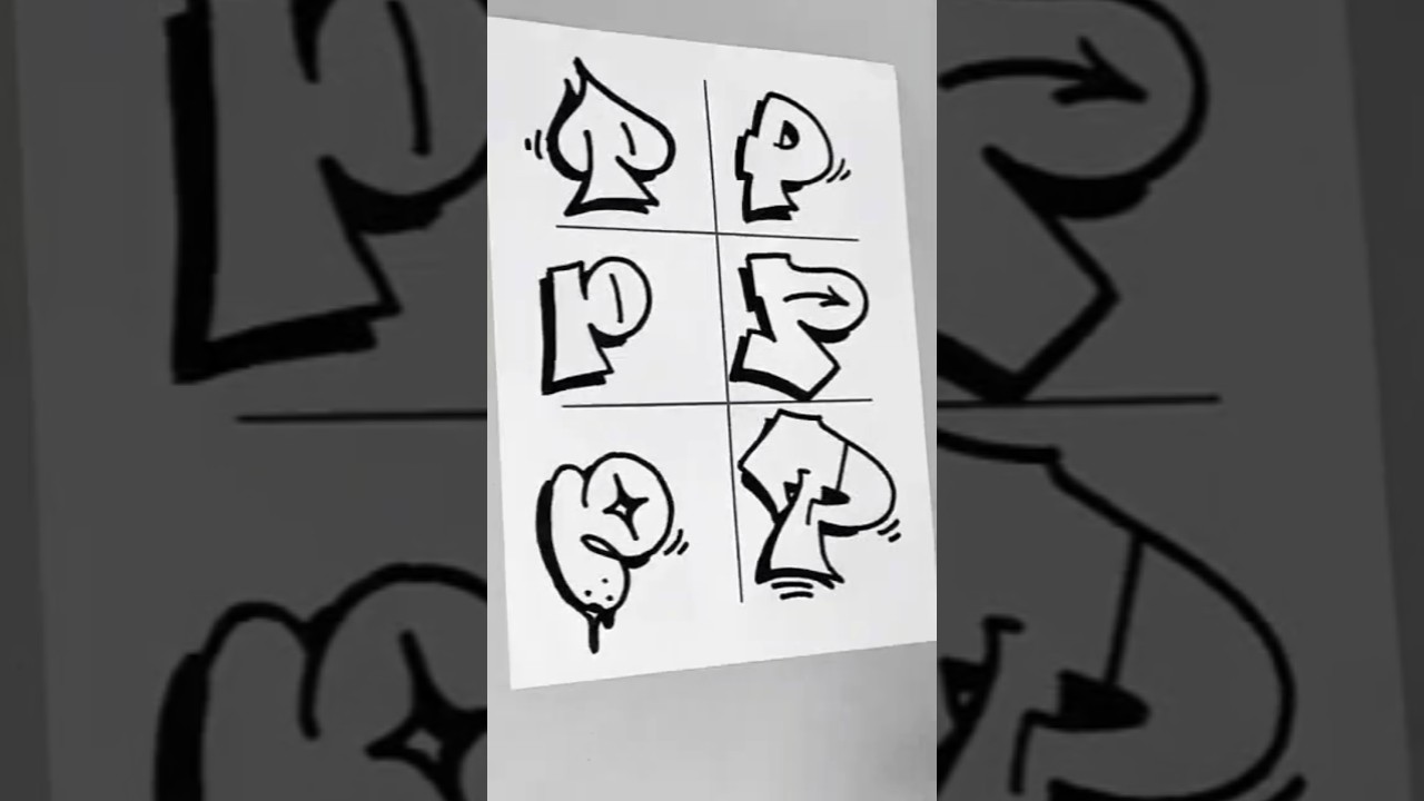 GRAFFITI LETTER 'P' IN 6 STYLES 👀 #graffitiart #graffiti #shorts