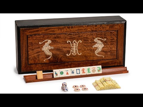 American Mahjong Set with Bone & Bamboo Tiles in Rosewood Box