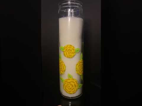 8” Tall Candle - Yellow Roses