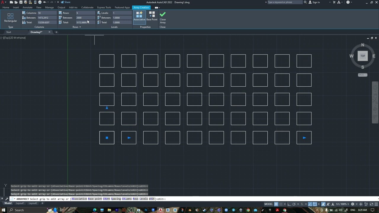 Rectangular Array AutoCAD