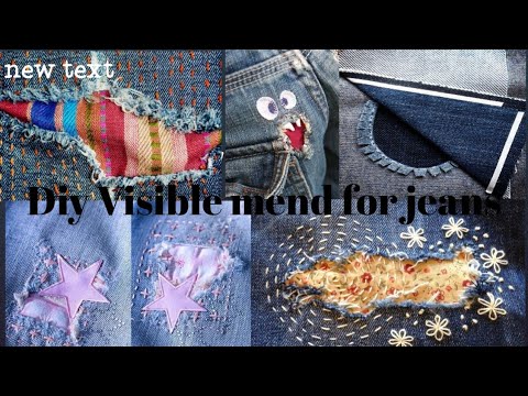 Diy Visible Mending Jeans#simple Visible mending embroidery#Repair Jeans Hole#Short#