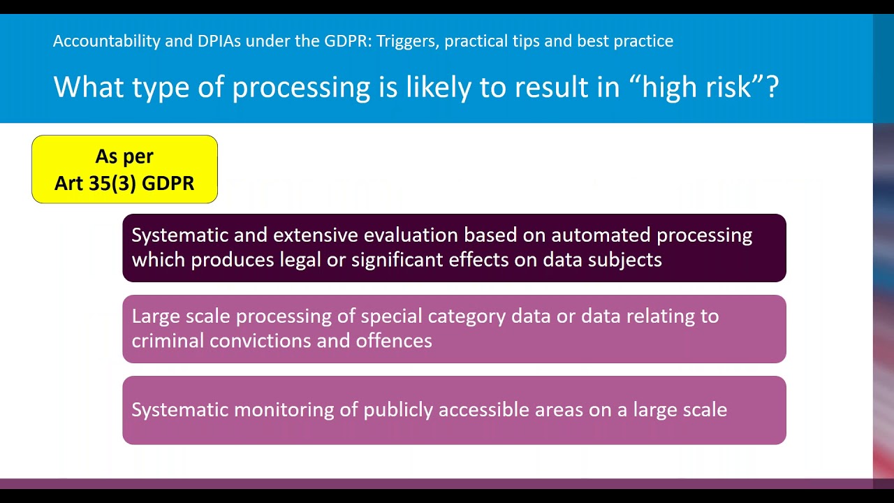 Accountability under the GDPR: DPIA triggers, practical tips and best practice