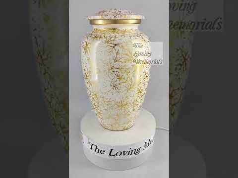 Shimmering Golden Crackle on White Cremation Urn for Adult Ashes Upto 200 Lbs - The Loving Memorials