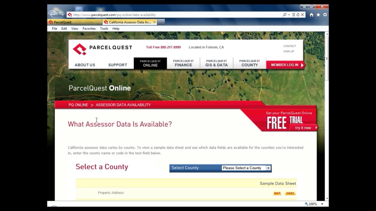 Your ParcelQuest Support Menu