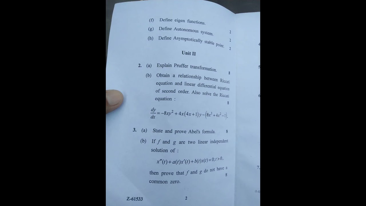ODE-2 ques paper M.Sc 3rd sem