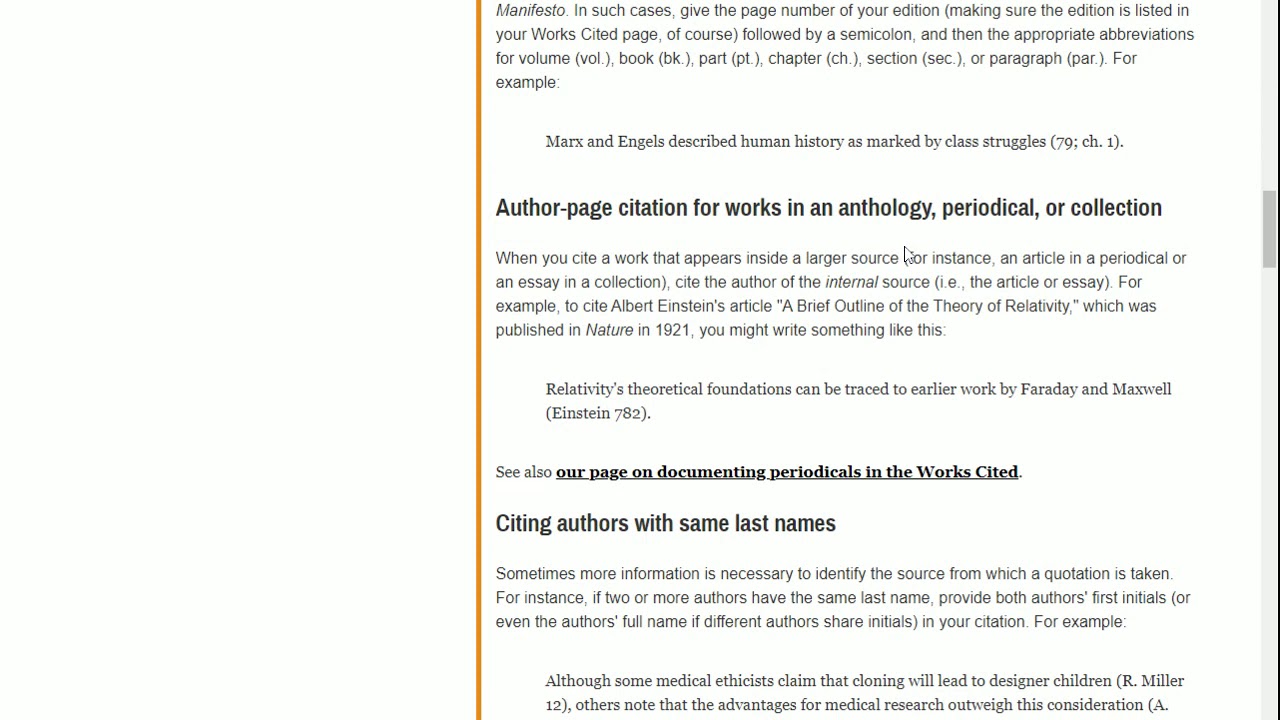 MLA In Text Citations  The Basics  Purdue Writing Lab