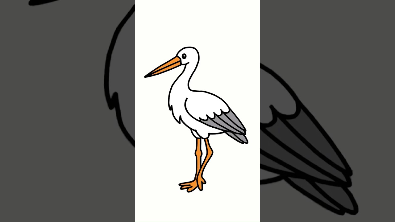 How to Draw a Cute Stork 🐦 | Easy Drawing Tutorial for Kids 🎨✏️