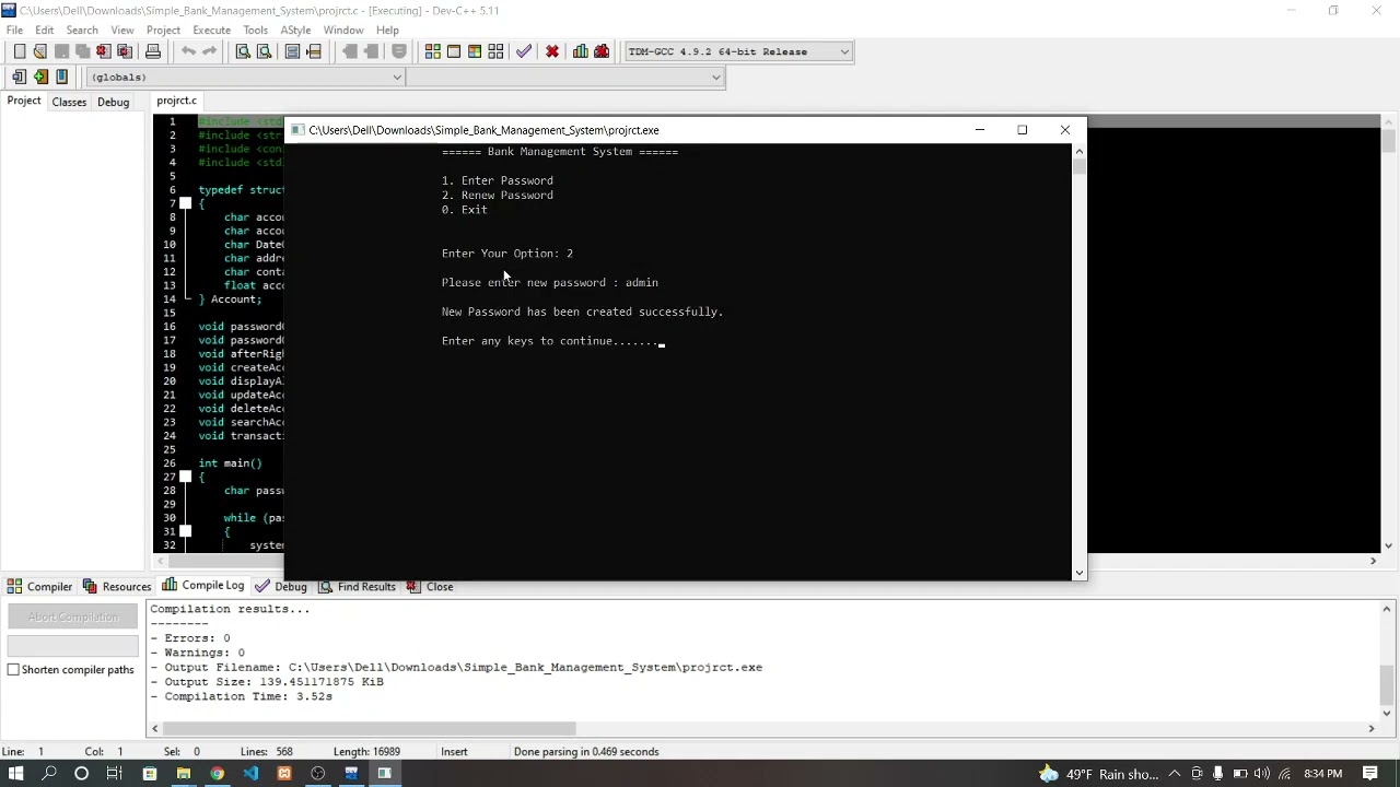 Simple Bank Management In C With Source Code | Source Code & Projects