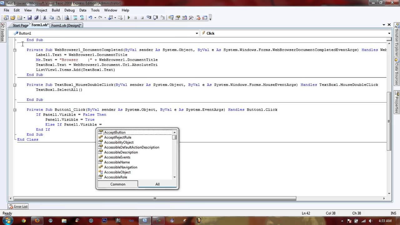 Advanced History Tutorial - Visual Basic