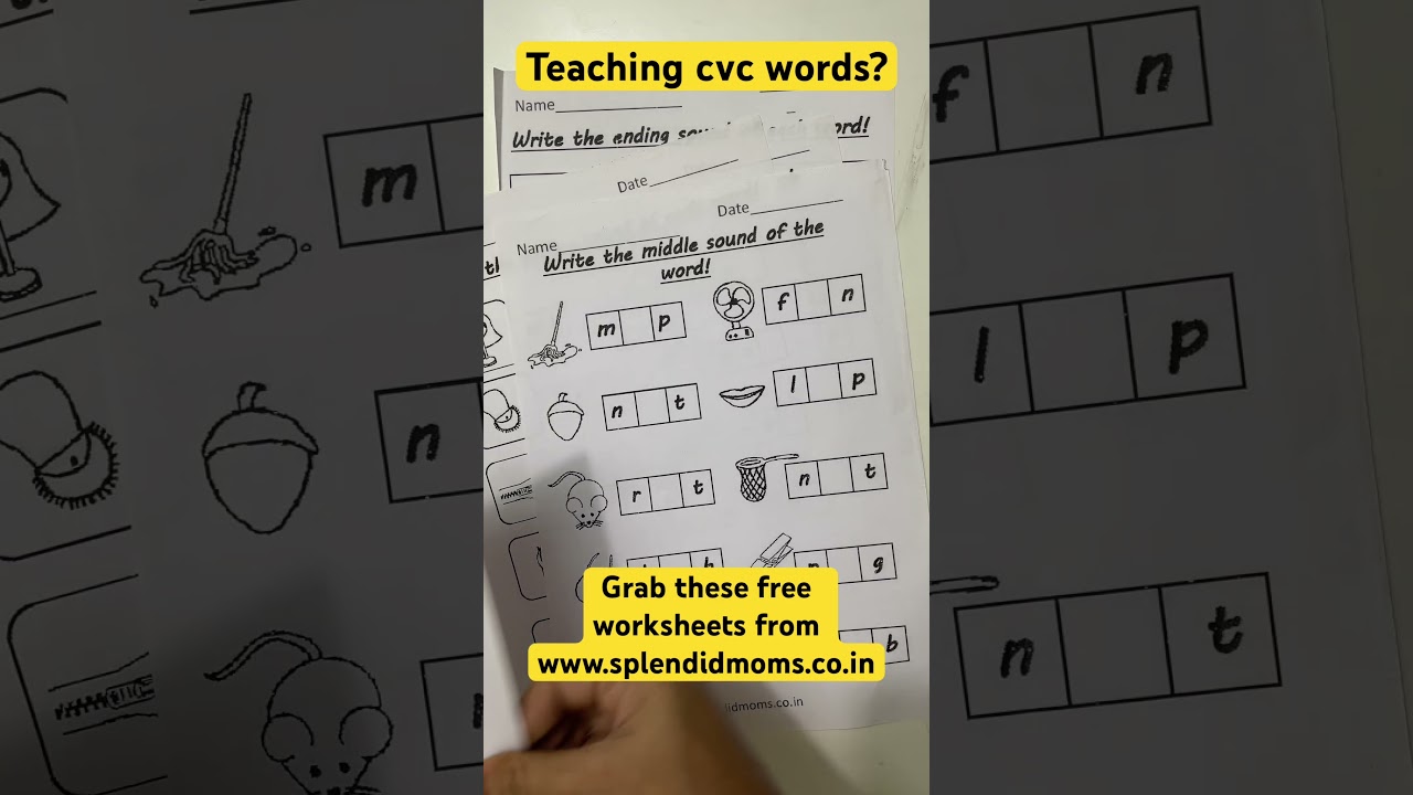 Cvc words beginning middle last sound free worksheets #splendidmoms #youtubeshorts #cvcwords