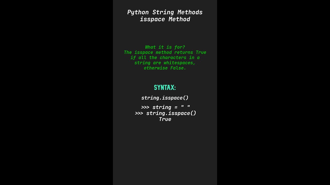 isspace Method - Python String Methods