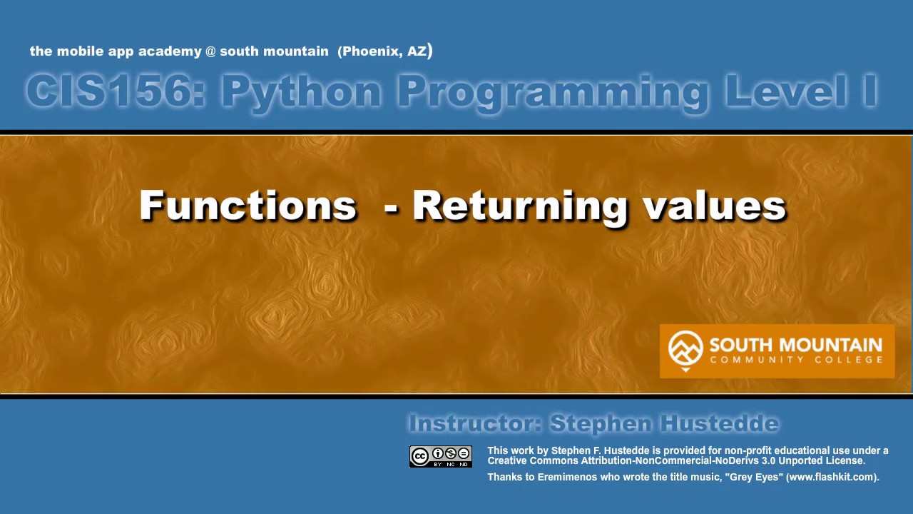 Python 07E   Functions that Return a Value