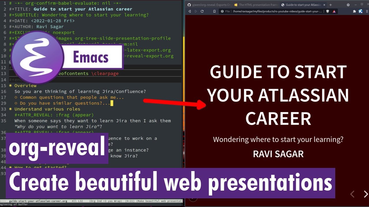 Org-mode - Create beautiful presentations with org-reveal