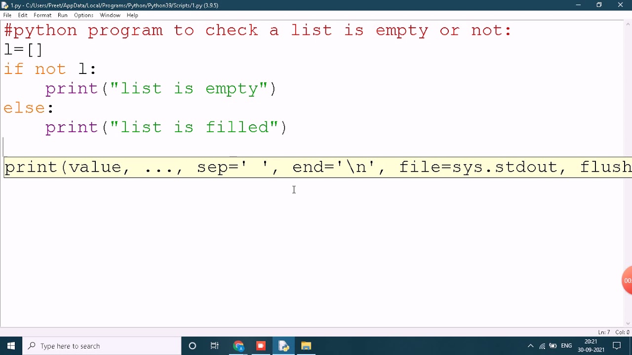 Python program to check a list is empty or not
