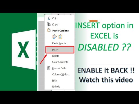 Insert option DISBALED or GRAYED OUT ??? | How to ENABLE INSERT option in EXCEL