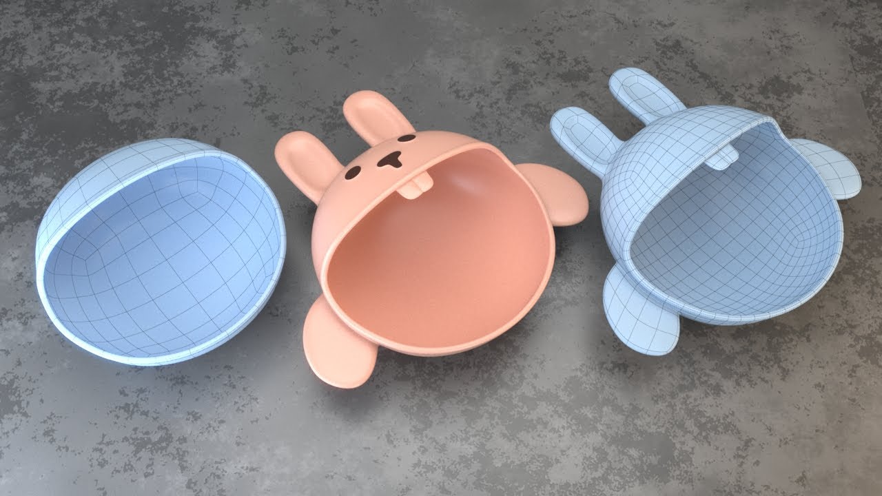 【3dsmax Model tutorial】3dsmax Making a Rabbit Kids Bowl（Chinese taught）