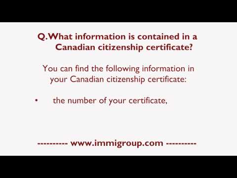 What information is contained in a Canadian citizenship certificate?