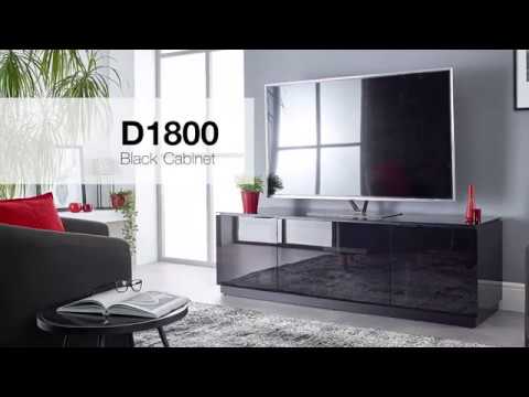 Diamond D1800 Black Glass TV Cabinet for 80 inch TV's