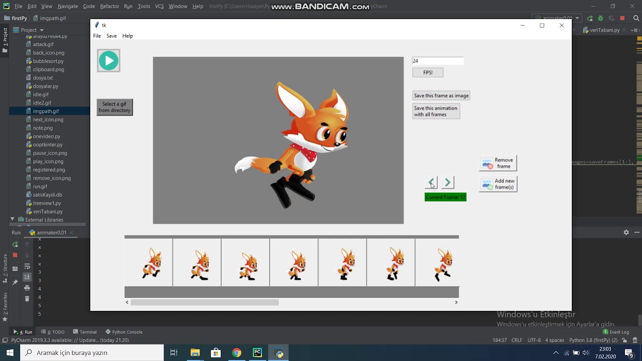 Basic Animation Program in Python Tkinter. Update1