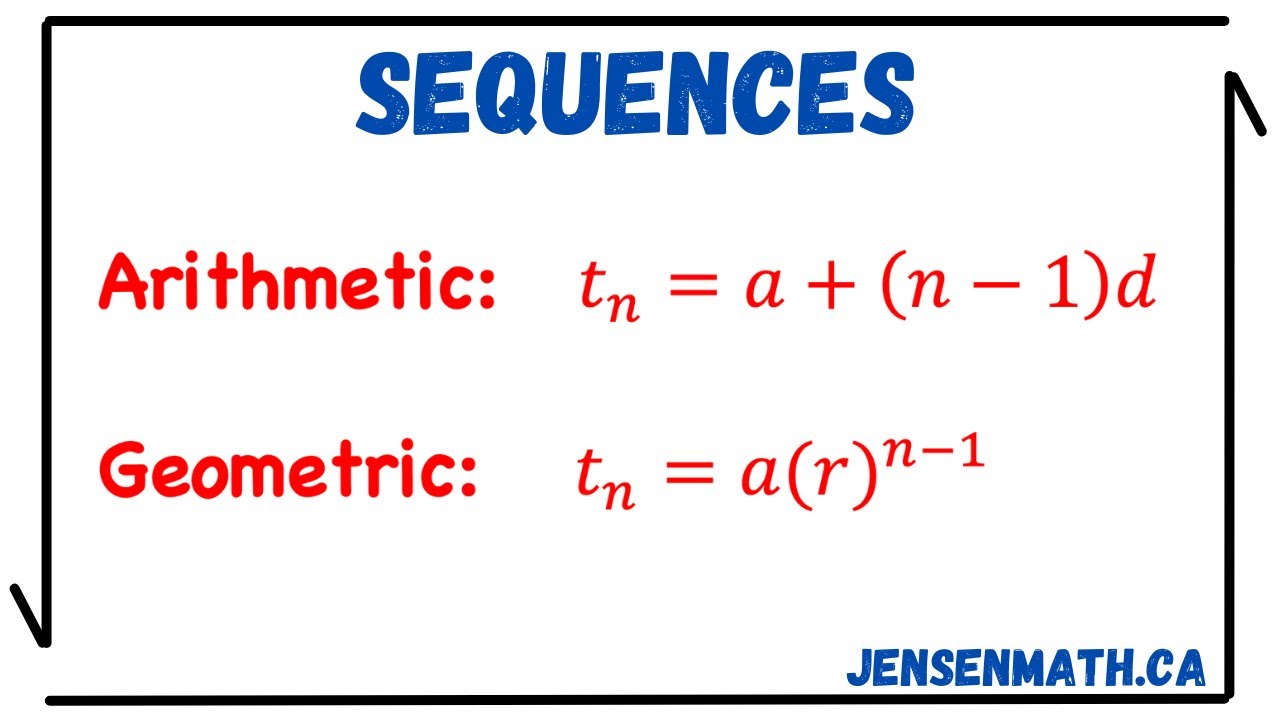 Arithmetic and Geometric SEQUENCES (full lesson) | math 11 | jensenmath.ca