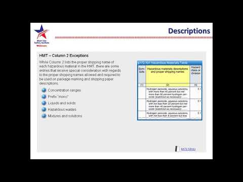 Hazmat Series, Part 7 Hazardous Material Table and Language