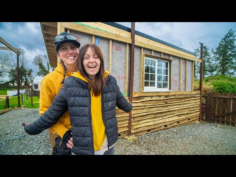 Cladding our DIY timber cabin tiny home - waney edge.